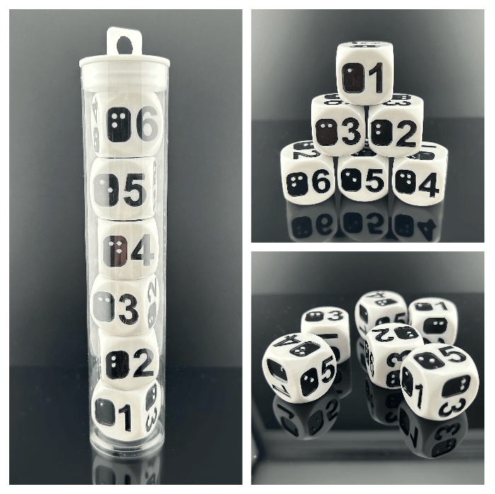 D6 Level Up Classic | 6-piece Set in White Resin & Black Ink ...